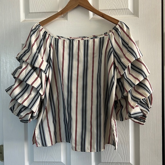 Tempted | Tops | Tempted Poofy Sleeved Striped Top | Poshmark